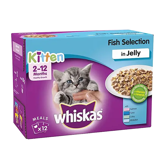 Whiskas UK Kitten Fish Selection in Jelly Pouch 12pc Combo (12×100gm ...