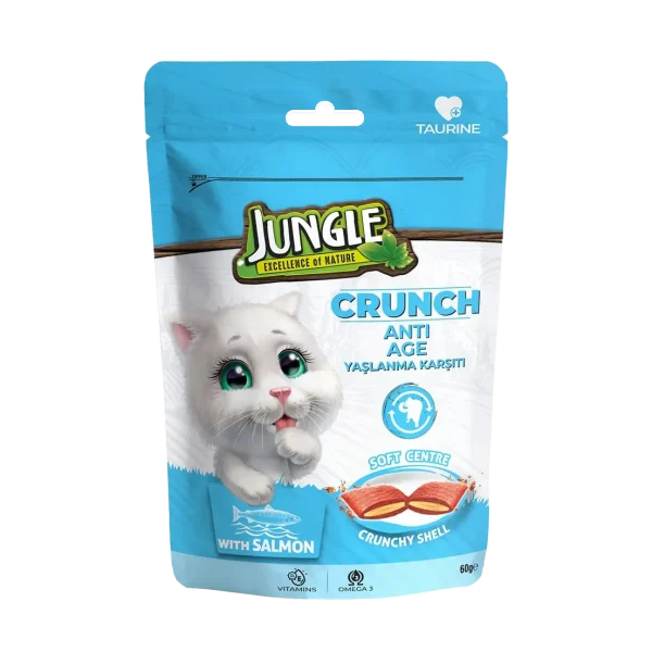 Jungle Crunch Dry Cat Treat Anti Age with Salmon (60gm) - Pet Town BD