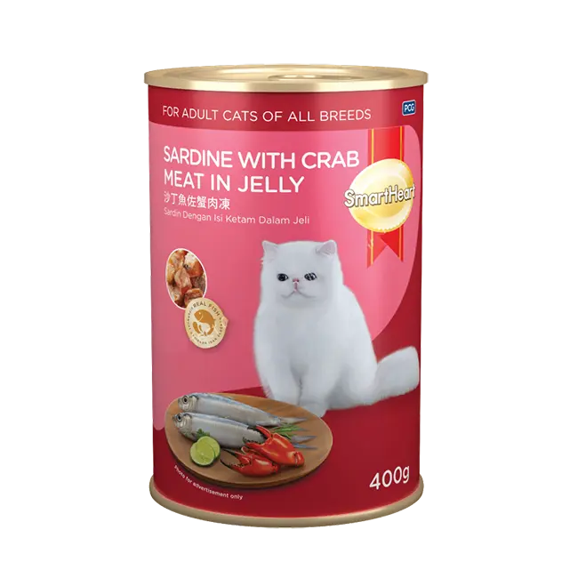 SmartHeart Adult Can Sardine with Crab Stick in Jelly (400gm) - Pet Town BD
