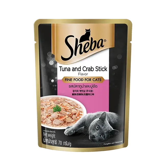 Sheba Premium Adult Cat Pouch Tuna & Crab Stick (70gm) - Pet Town BD