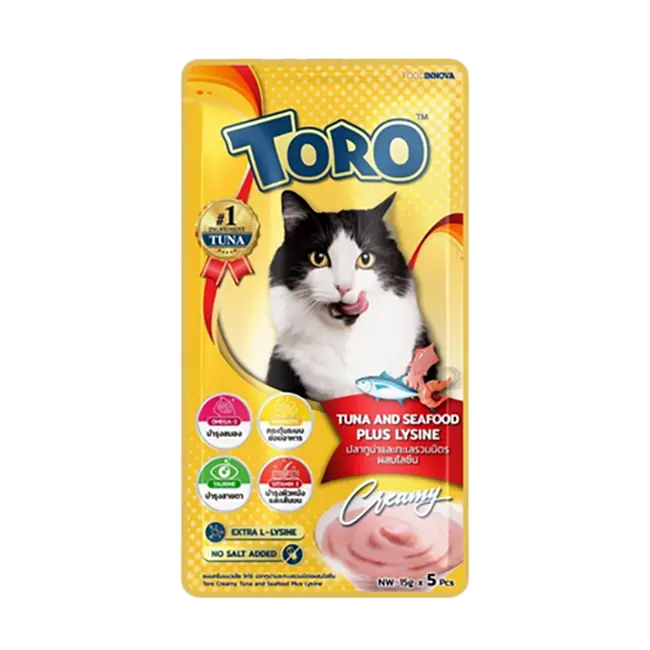 Toro Creamy Treat Tuna and Seafood plus Lysine (5*15gm) - Pet Town BD