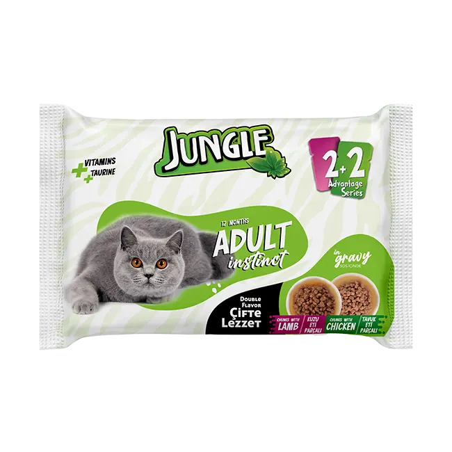 Jungle Adult Instinct Meat Pouch in Gravy Combo Pack (400gm) - Pet Town BD